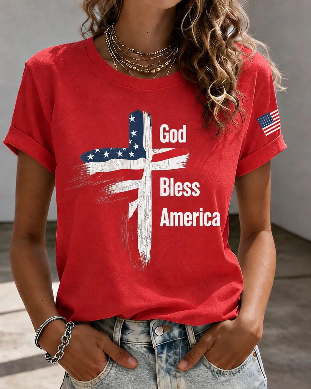 Women'S Faith Flag Printed Round Neck T-Shirt - Armor of the God ️ ...