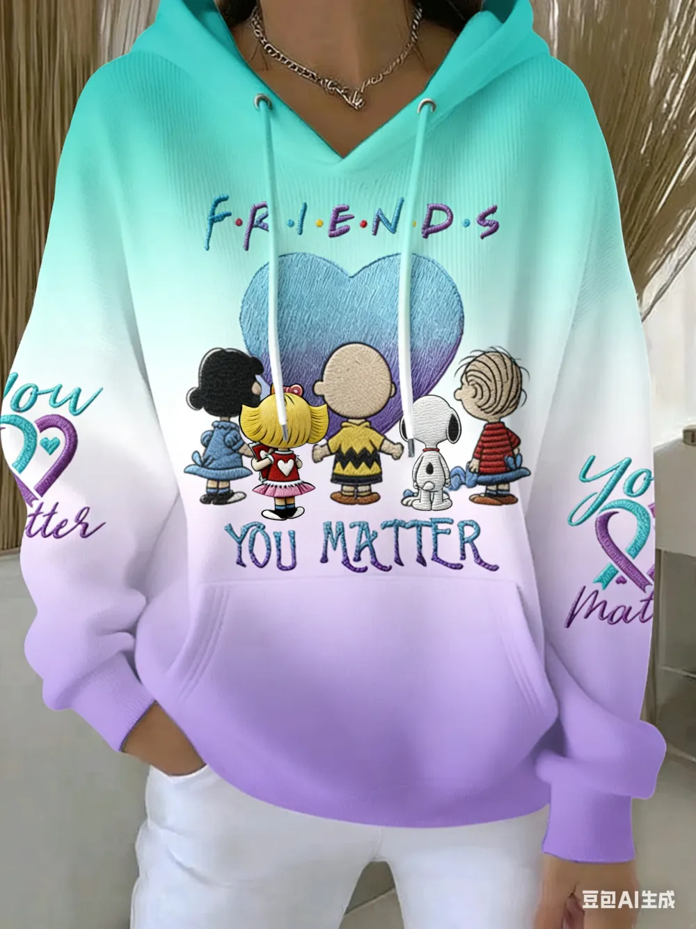 Psychological Health Friends Group Heart Slogan Hoodie - mirabellescloset