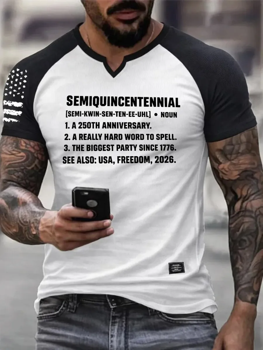 Men's Retro Patriotic Pattern Printed T-Shirt - Real American Freedom1776