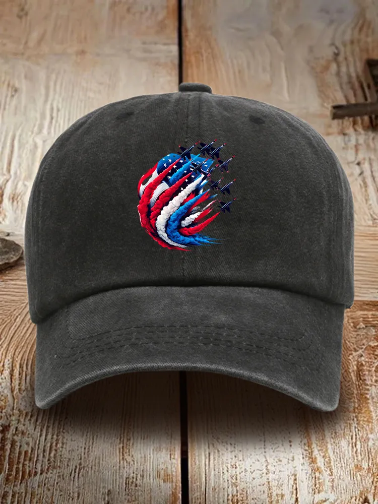 Independence Day Print Washed Baseball Cap - rezts