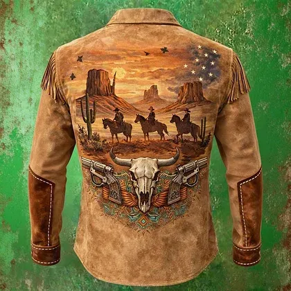 Native Desert American Leather Fringe Western Jacket - printstyley