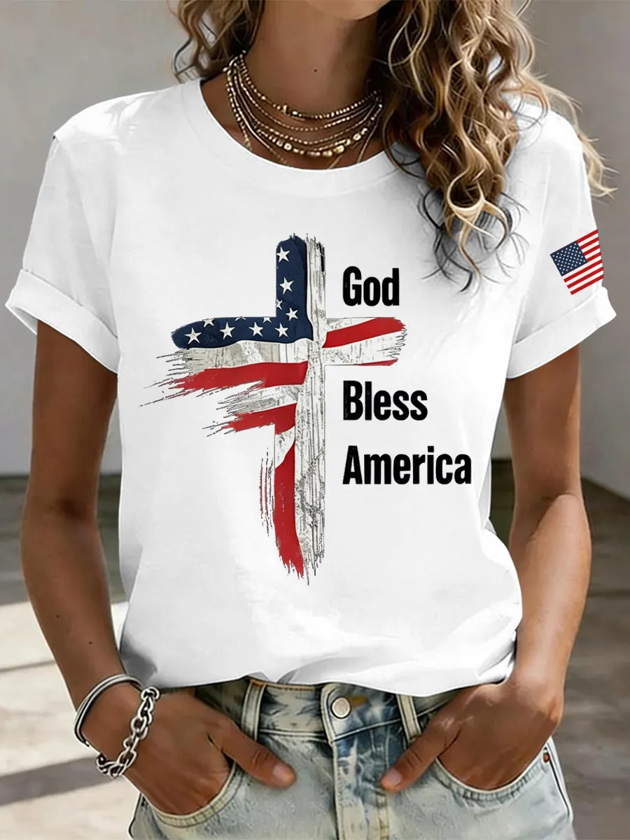 Women'S Faith Flag Printed Round Neck T-Shirt - Armor of the God ️ ...
