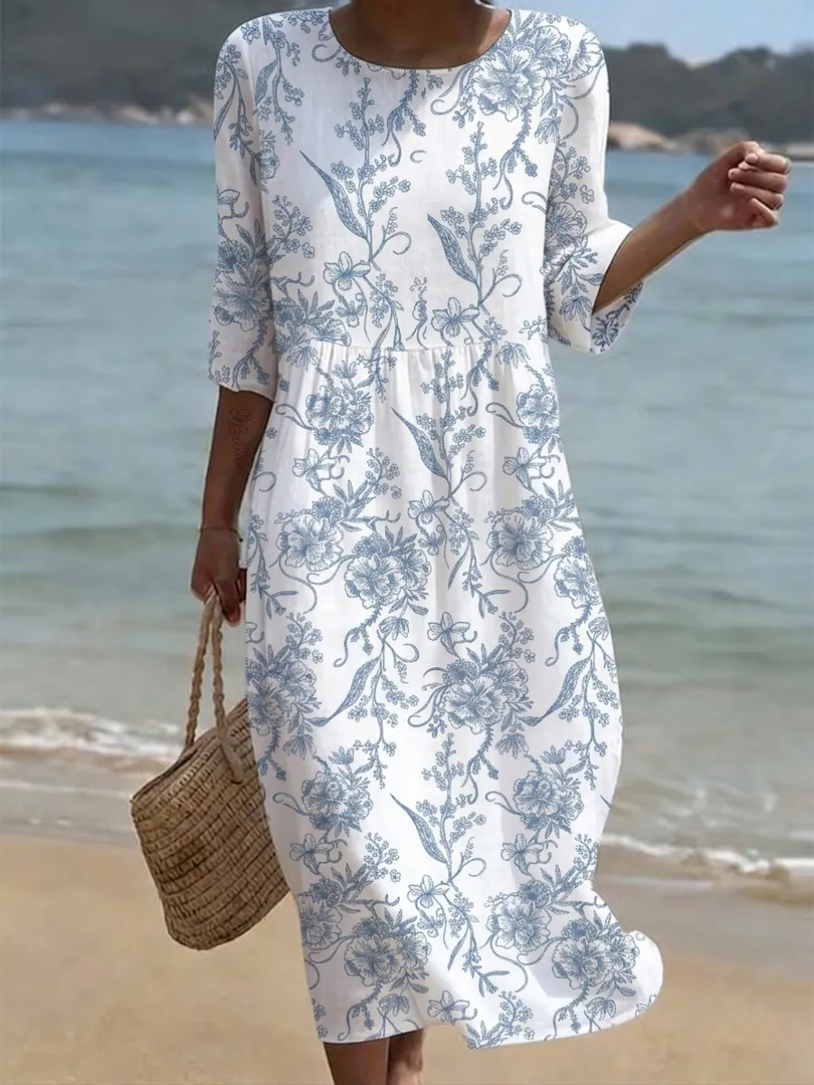 Women's Casual Cotton Linen Dress - softwardrobe