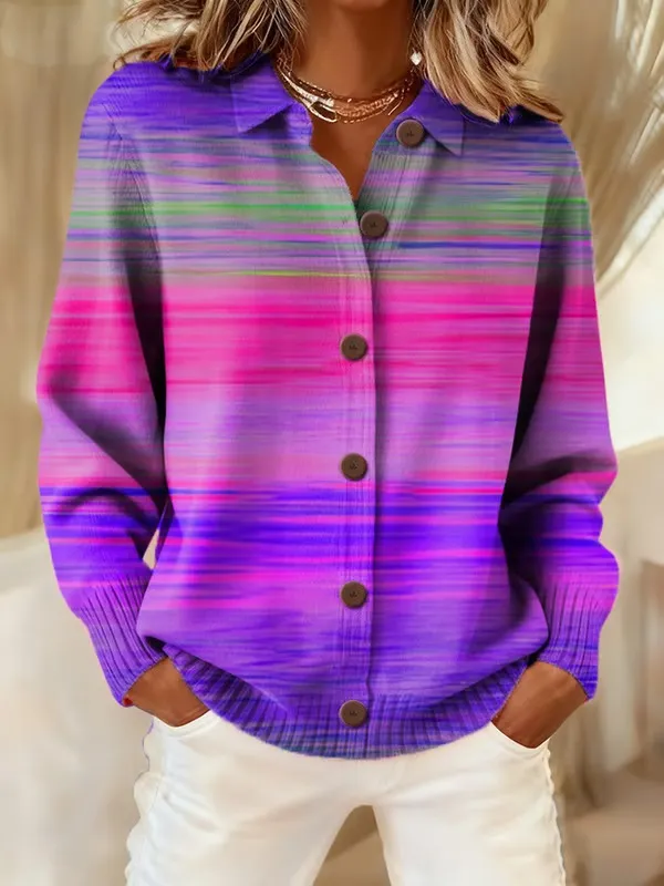 Women's casual purple gradient knitted cardigan - mirabellescloset