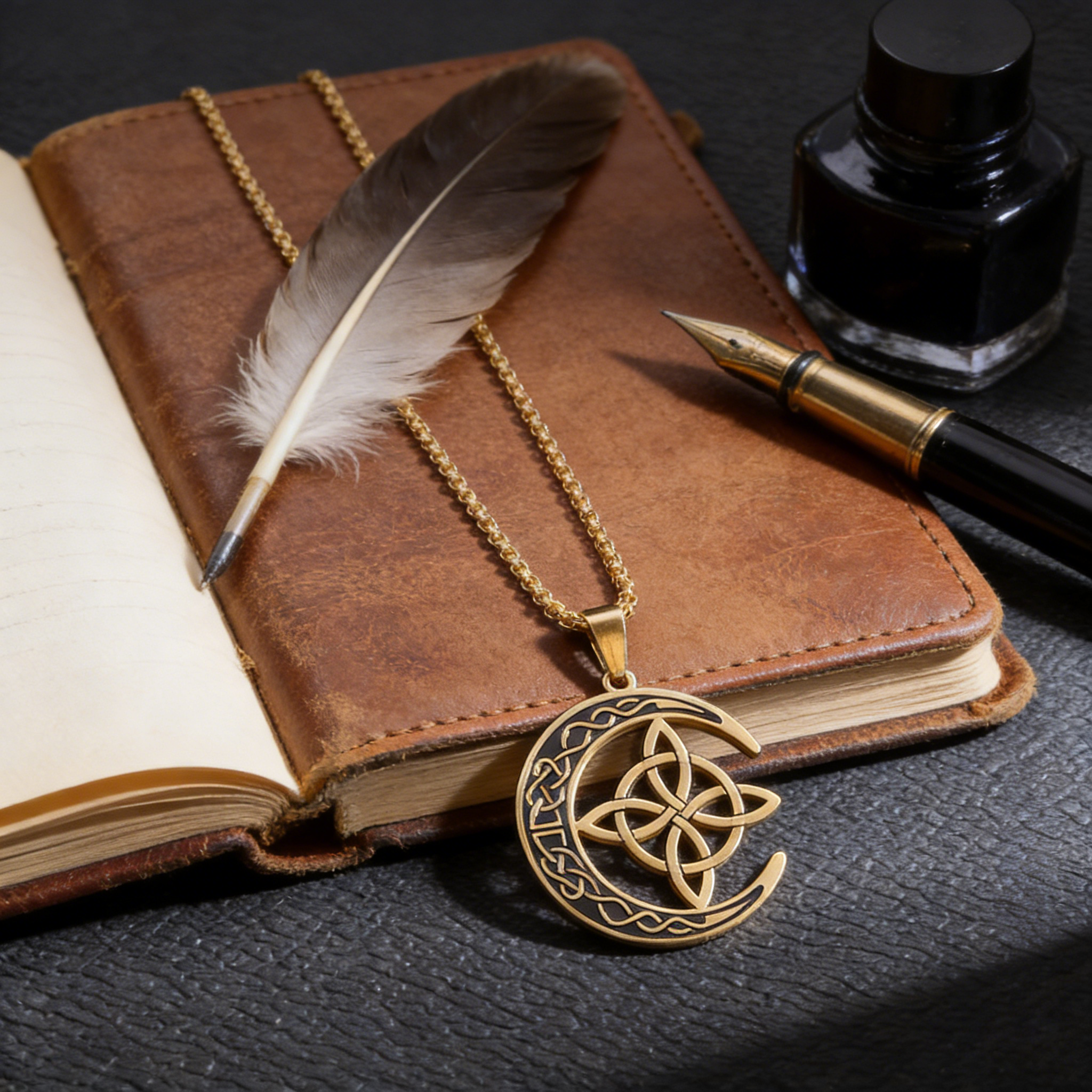 🔥2025 HOT SALE - Celtic Knot Crescent Steel Pendant Necklace🌙 - Facultieor