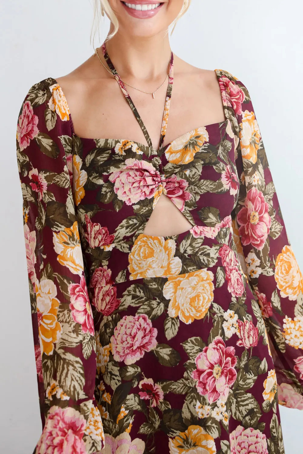 Breathtaking View Plum Floral Maxi Dress - STYLEUPHK