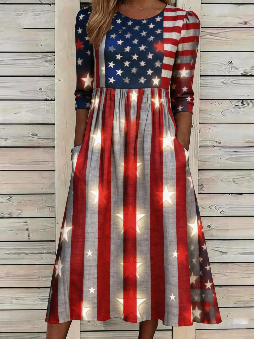 Women'S Flag Printed Casual Dress - Wear To Support Veterans · USA ...