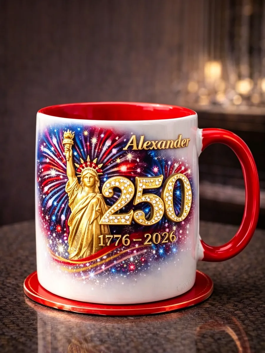 Statue Of Liberty Fireworks Coffee Cup - America 250