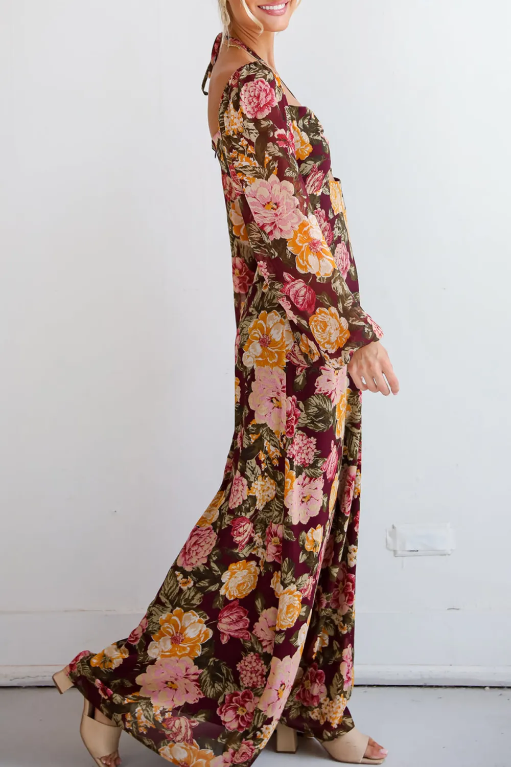 Breathtaking View Plum Floral Maxi Dress - STYLEUPHK