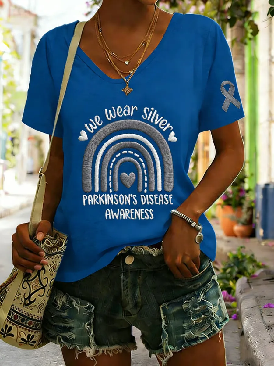 We Wear Silver Rainbow Parkinson's Disease Awareness Shirt Rainbow Sup ...