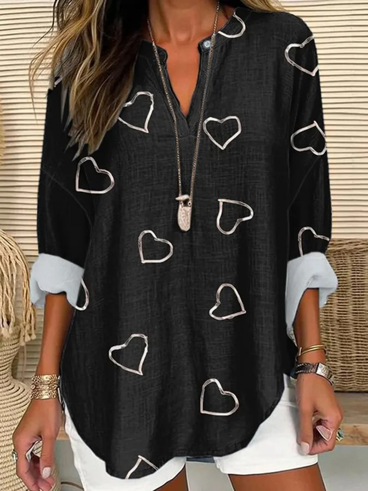 Women's Breast Cancer Awareness Print Casual Long Sleeve V-Neck Shirtt ...