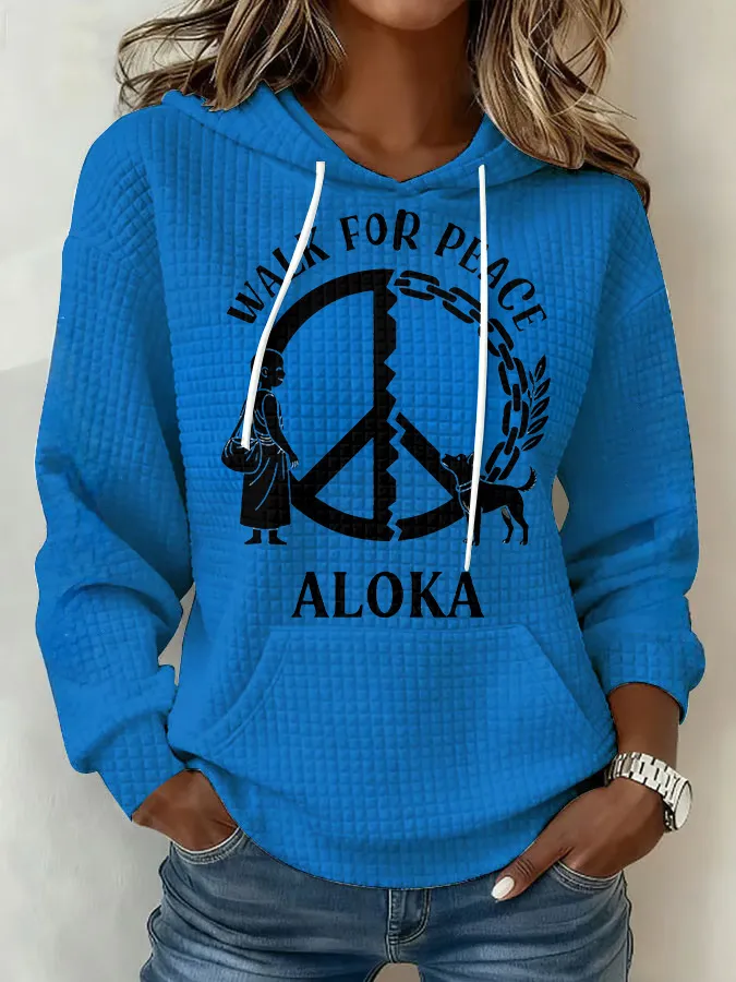 Ladies' Walk For Peace Simple Comfortable High Quality Waffle Hoodie ...