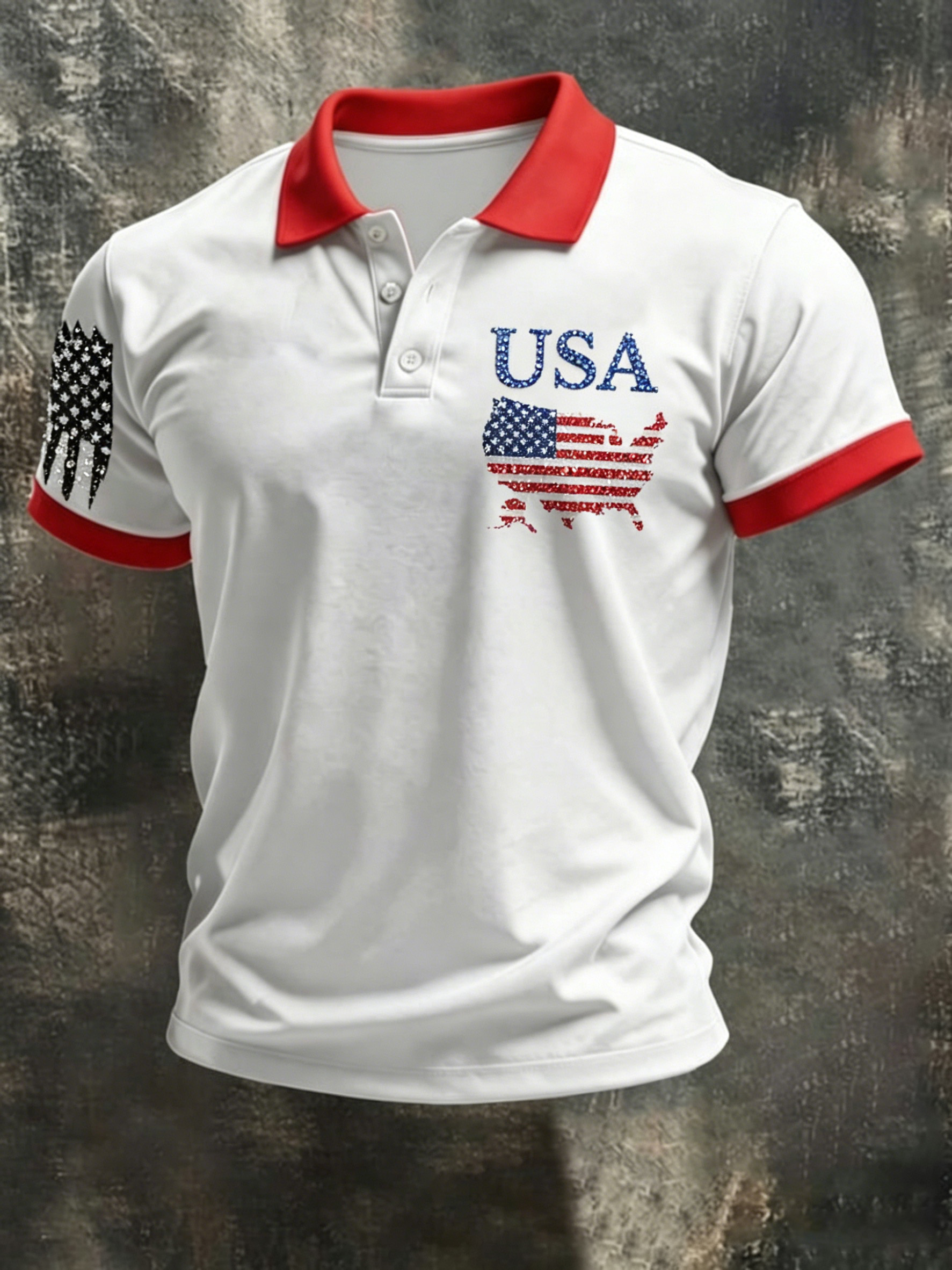 U.S. Map Print Men's Polo Shirt - Real American Freedom1776