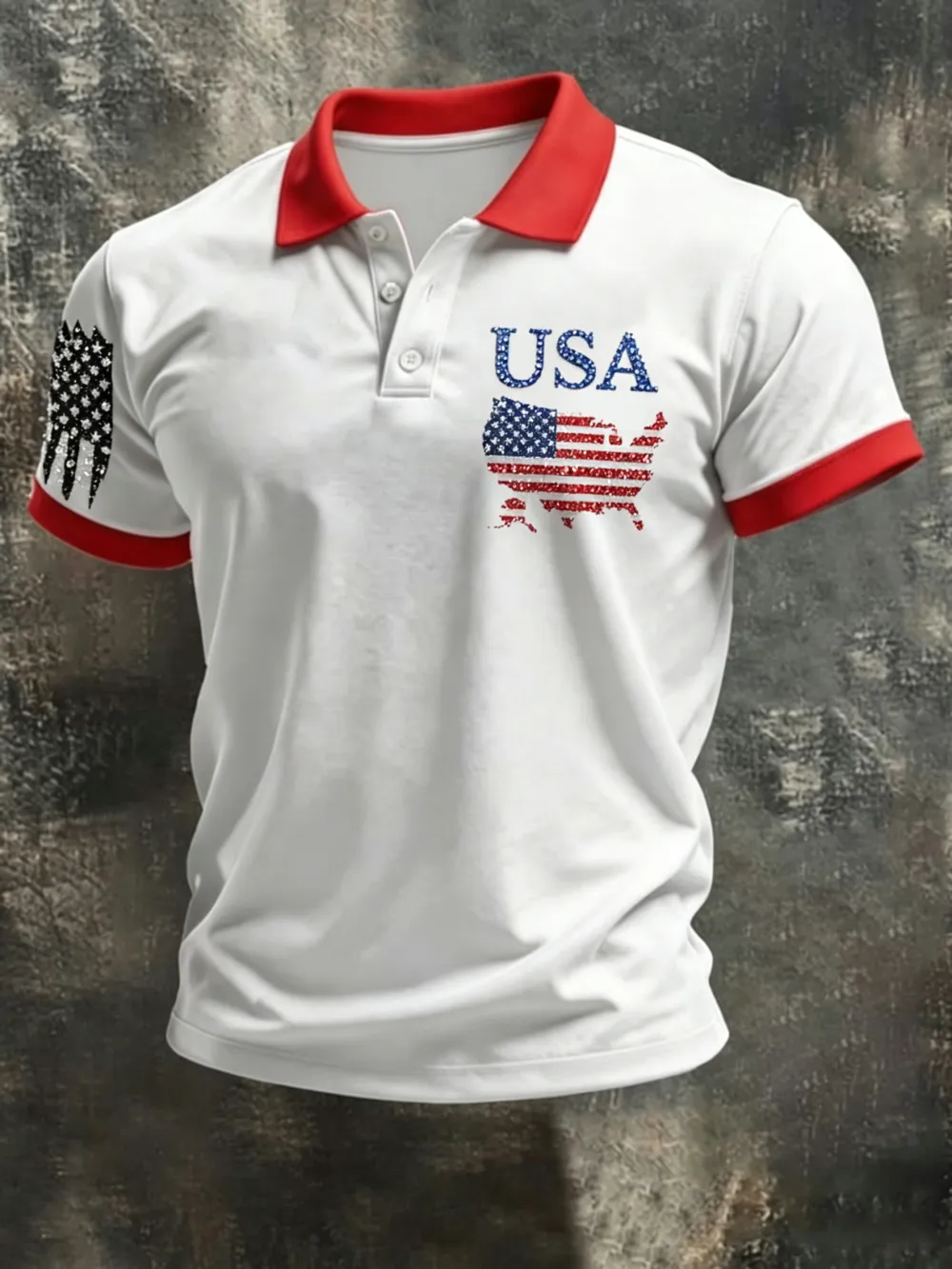 U.S. Map Print Men's Polo Shirt - Real American Freedom1776