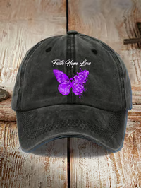 Faith Hope Love Alzheimer's Awareness Purple Ribbon Dementia Hat - weavehot