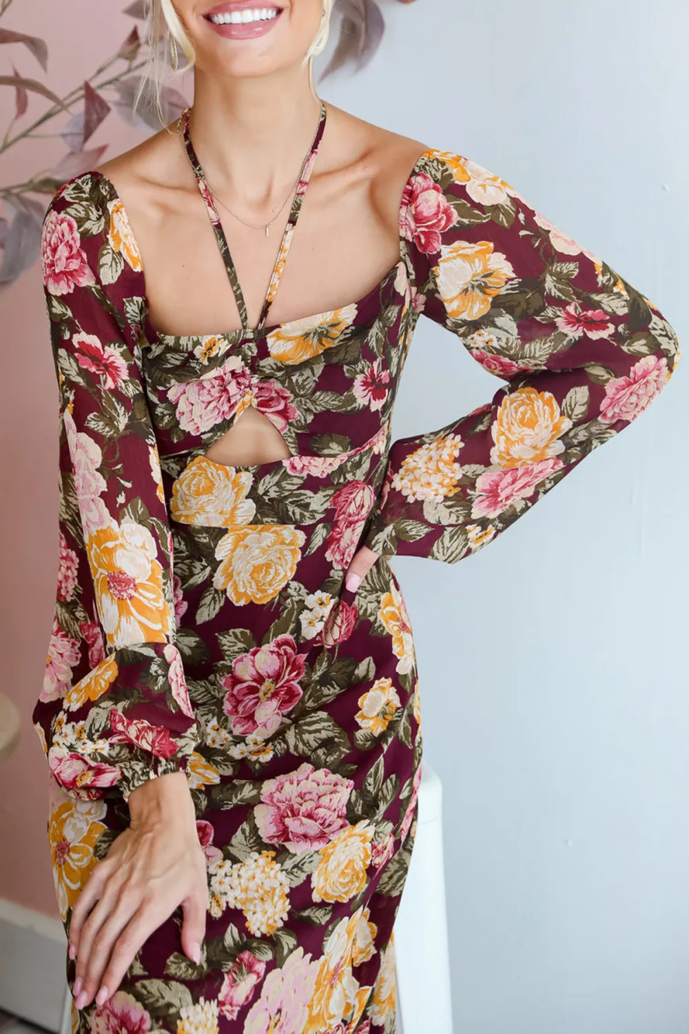 Breathtaking View Plum Floral Maxi Dress - STYLEUPHK