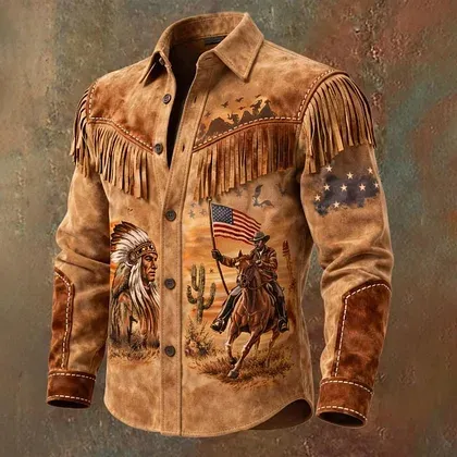 Native Desert American Leather Fringe Western Jacket - printstyley