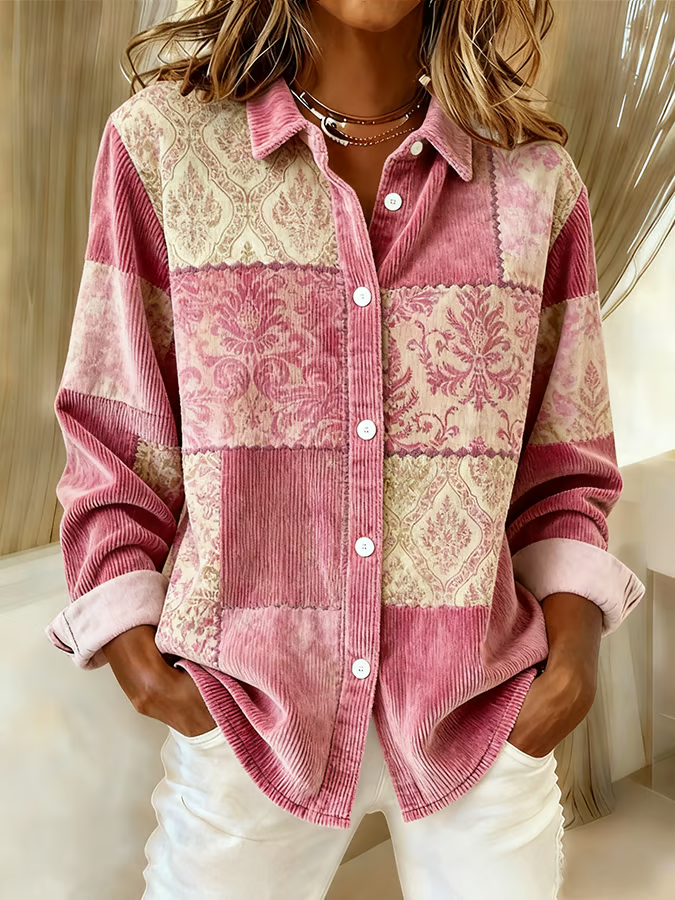 Women's Pink Floral Print Casual Shirt - diynia